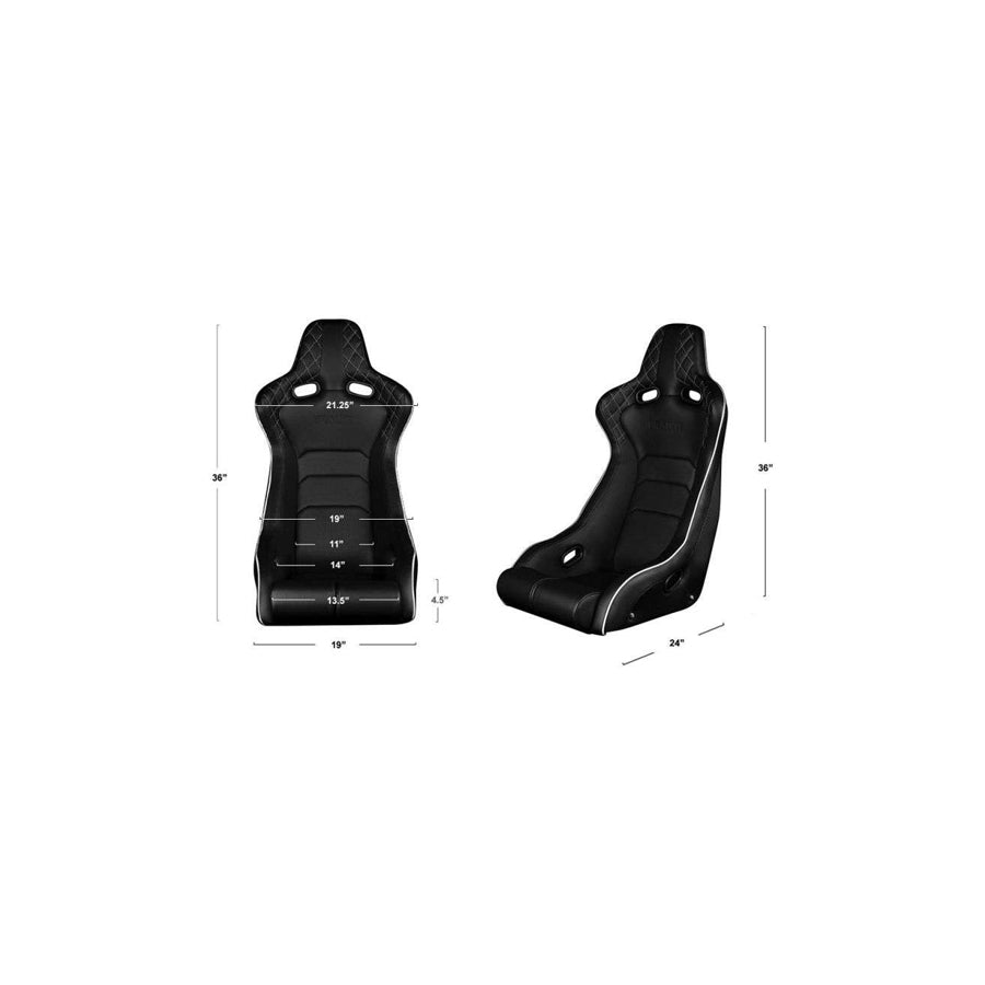 BRAUM Venom-X Fixed Back Bucket Seat (Black Leatherette Diamond White ...