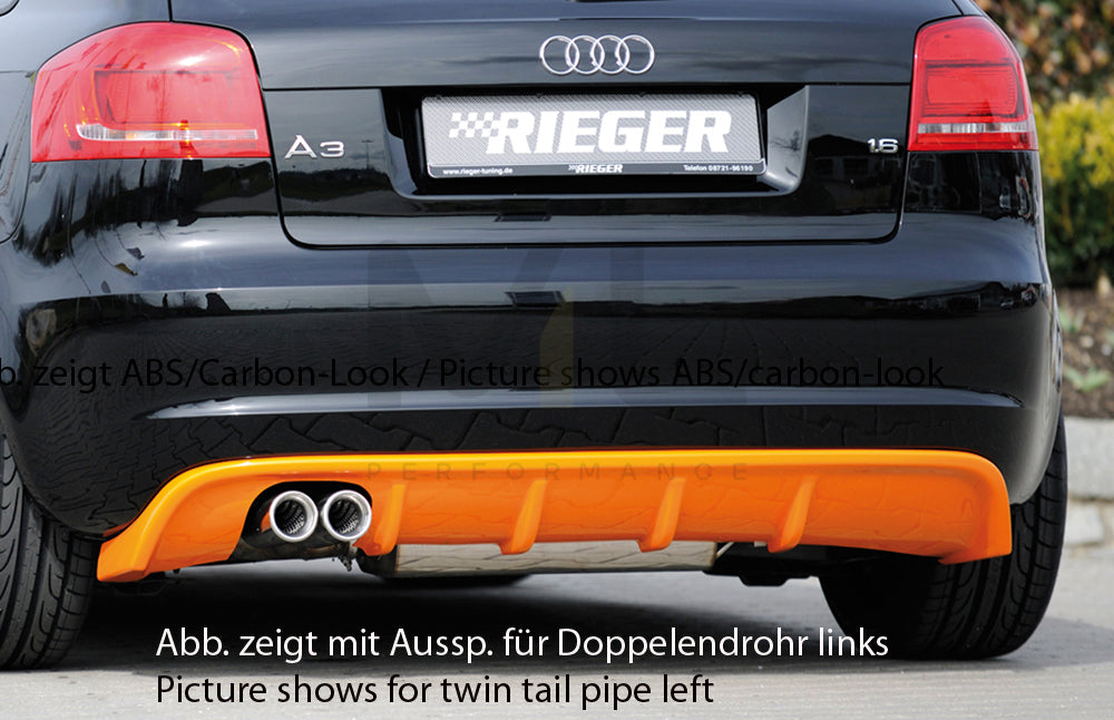 Rieger 00056774 Audi 8P A3 Rear Diffuser - Matte Black – ML Performance