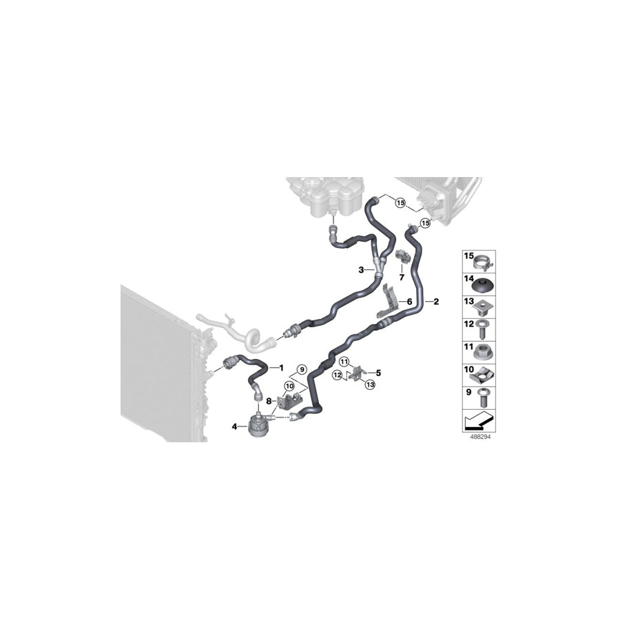 Genuine BMW 64217854307 F91 F93 F92 Coolant Hose, Return Heat exchange ...