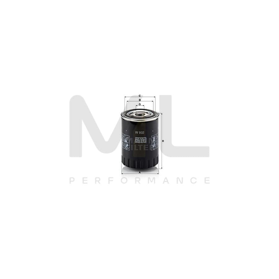 MANN-FILTER W 932 Oil Filter Spin-on Filter, with two anti-return valves – ML Performance