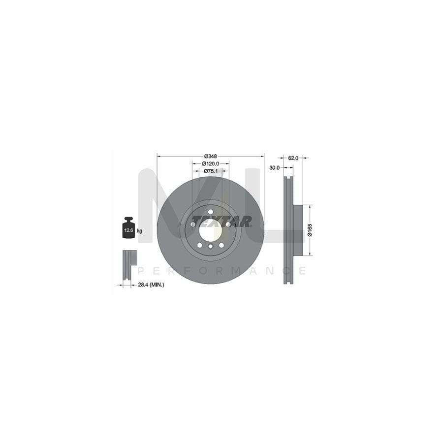 TEXTAR PRO+ 92160905 Brake Disc Internally Vented, Coated, High-carbon ...