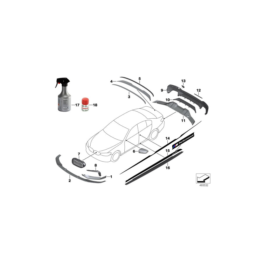 Genuine BMW 51142432164 G30 G31 Film, Accent Stripes, Left / Right M P ...