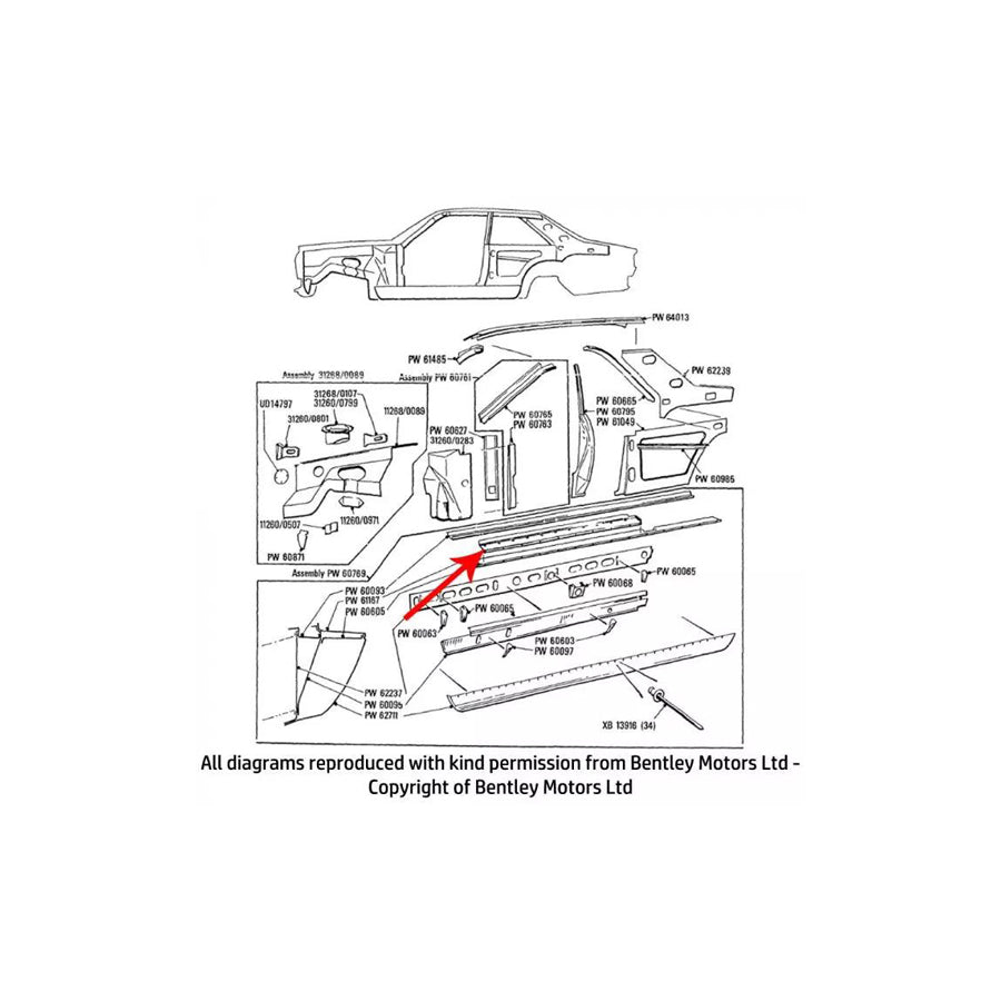 GENUINE Rolls-Royce PW61167 LEFT HAND SILL TREAD PANEL – ML Performance