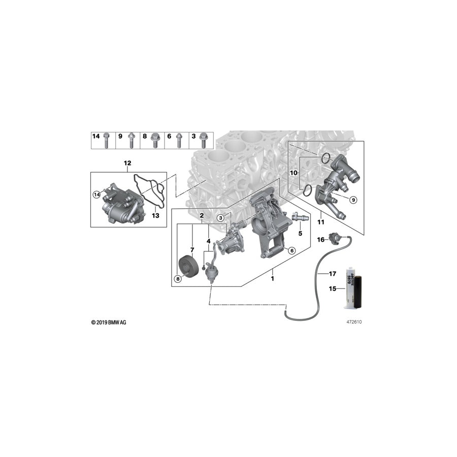 Genuine BMW 11518588888 G11 G20 G16 Connecting Branch, Coolant Line ...
