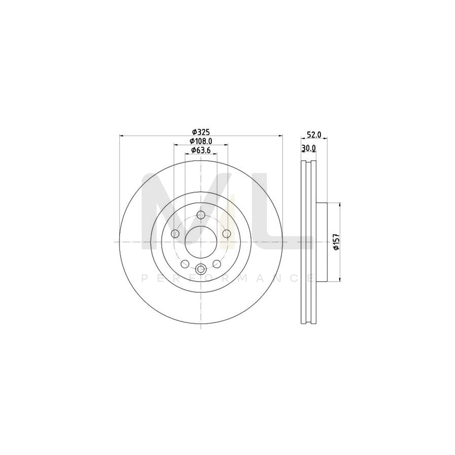 HELLA PRO 8DD 355 123-111 Brake Disc Internally Vented, Coated, without ...
