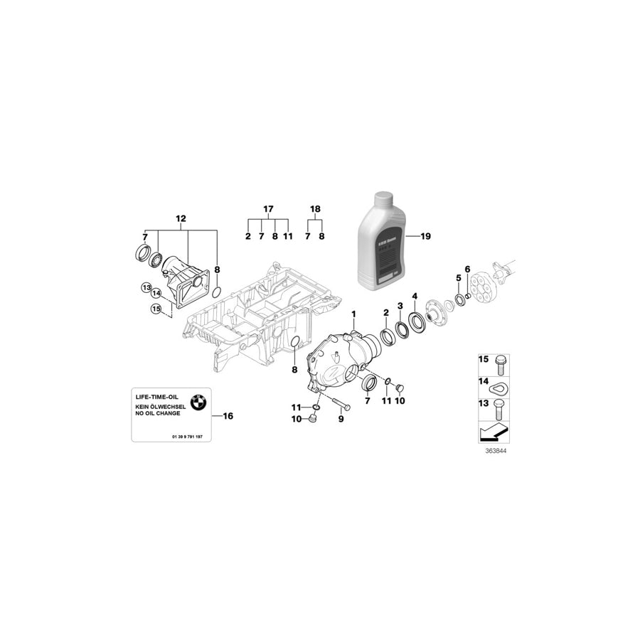 Genuine BMW 31507526252 E46 At-Front Differential I=43:14=3,07 (Inc. 3 ...