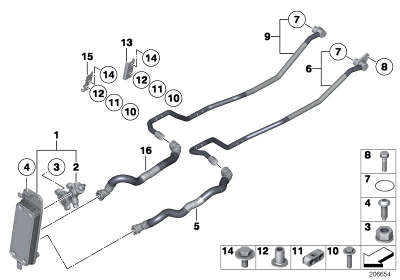 Genuine BMW 17227590902 Transmission Oil Cooler Line, Return (Inc. 760 ...