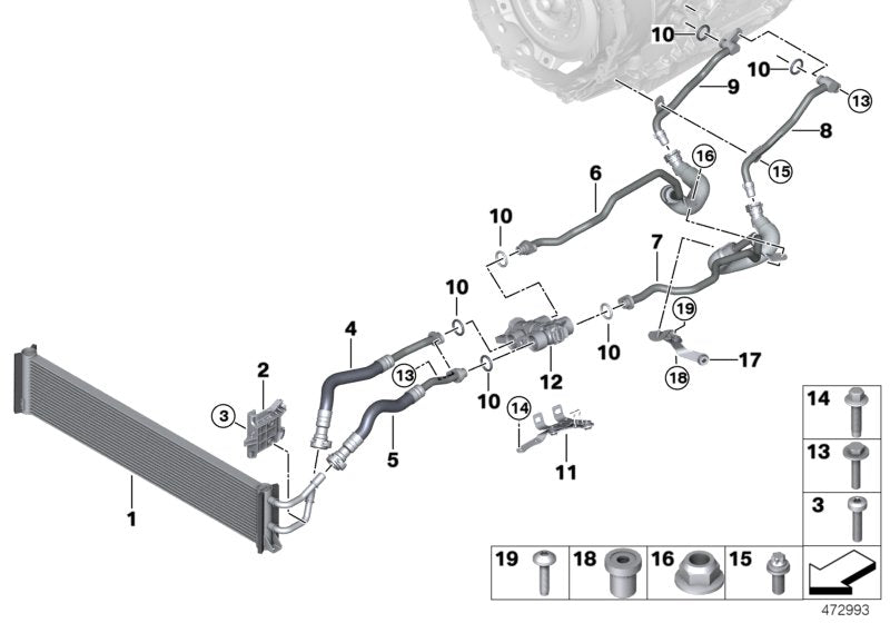 Genuine BMW 17228602391 Transmission Oil Cooler Line, Return (Inc. M76 ...