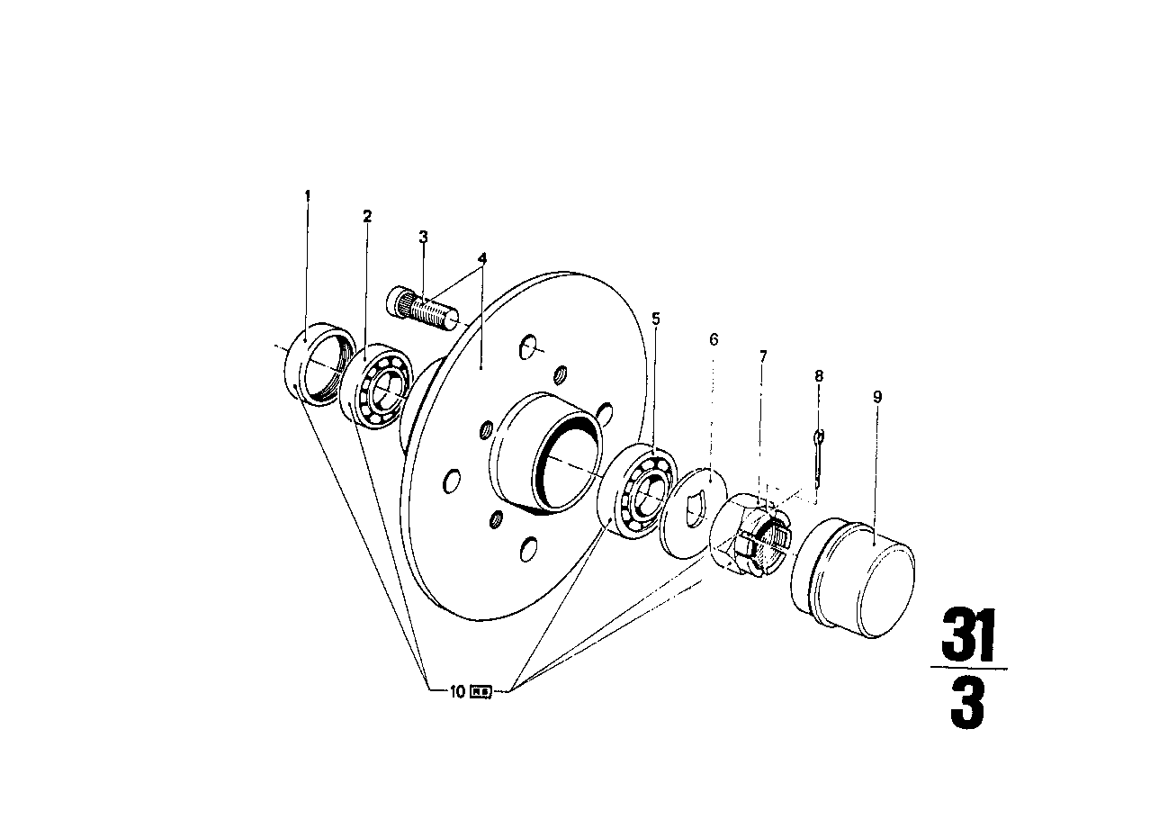 Genuine BMW 31211107456 E21 E24 E12 Wheel Bearing Repair Kit (Inc. 3.0 ...